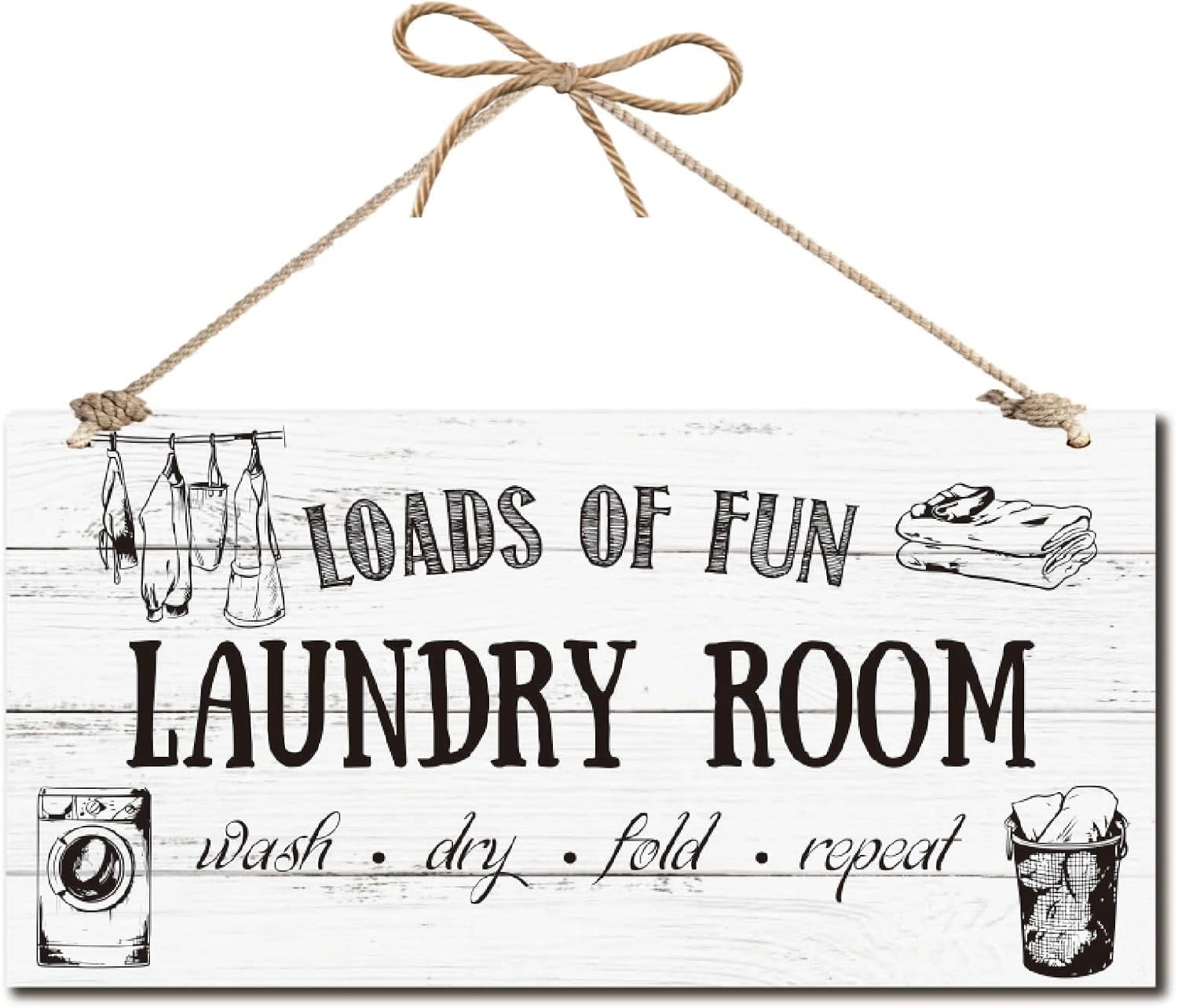 Wooden Wall Sign Rustic White Laundry Room Hanging Sign Wood Laundry ...