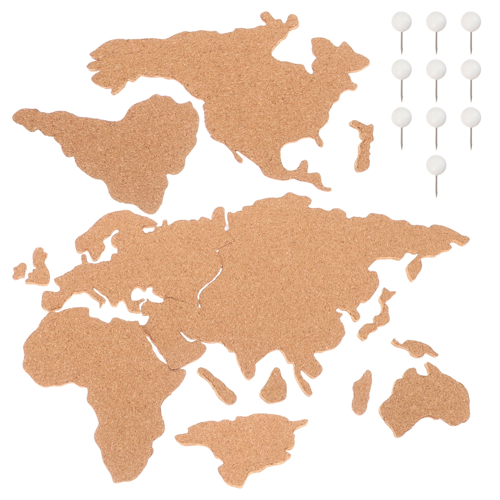 Wooden Wall World Map Pin Board Cork Poster Travel Office Khaki ...
