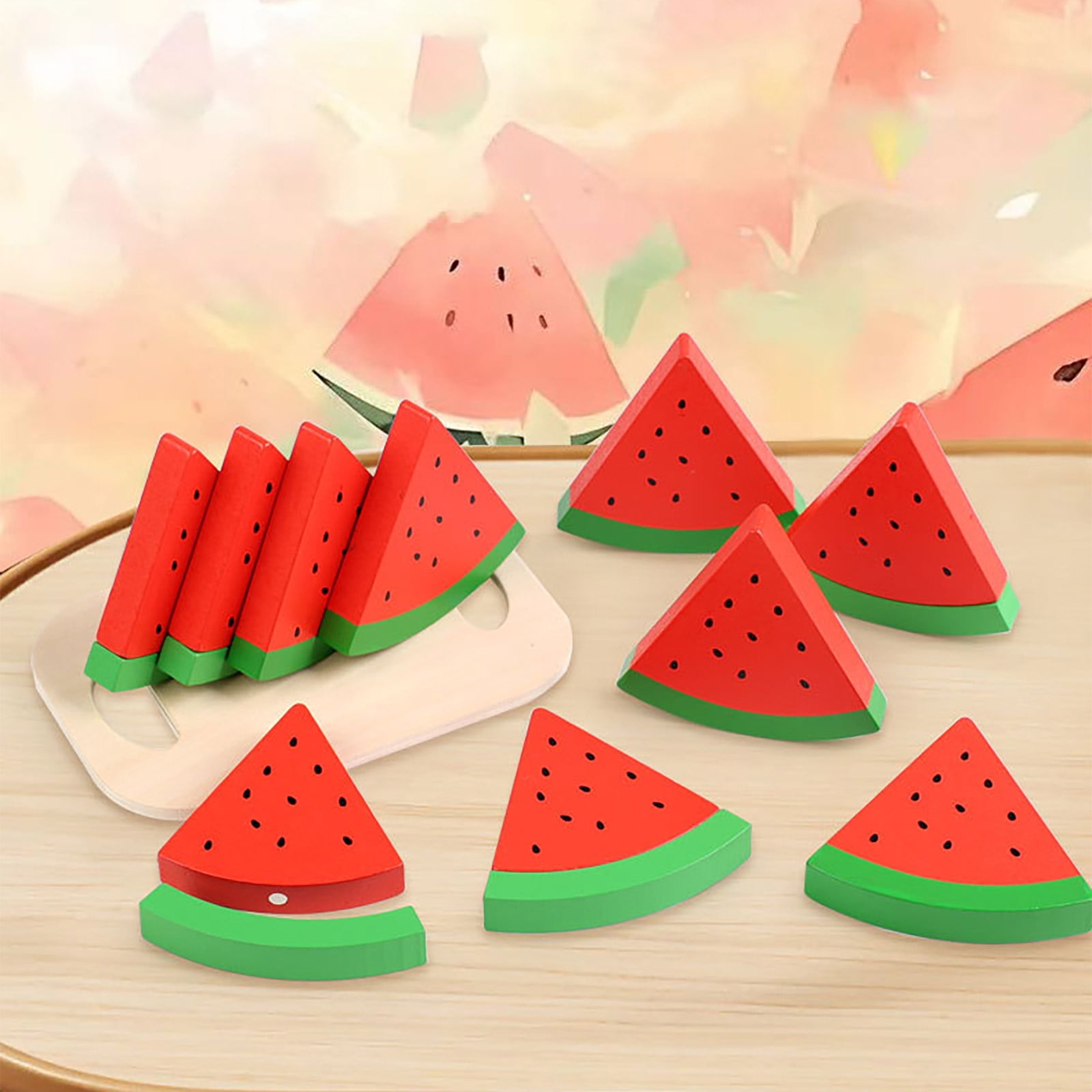 Wooden Watermelon Toy, Realistic Pretend Play Set, High-Quality Wooden ...