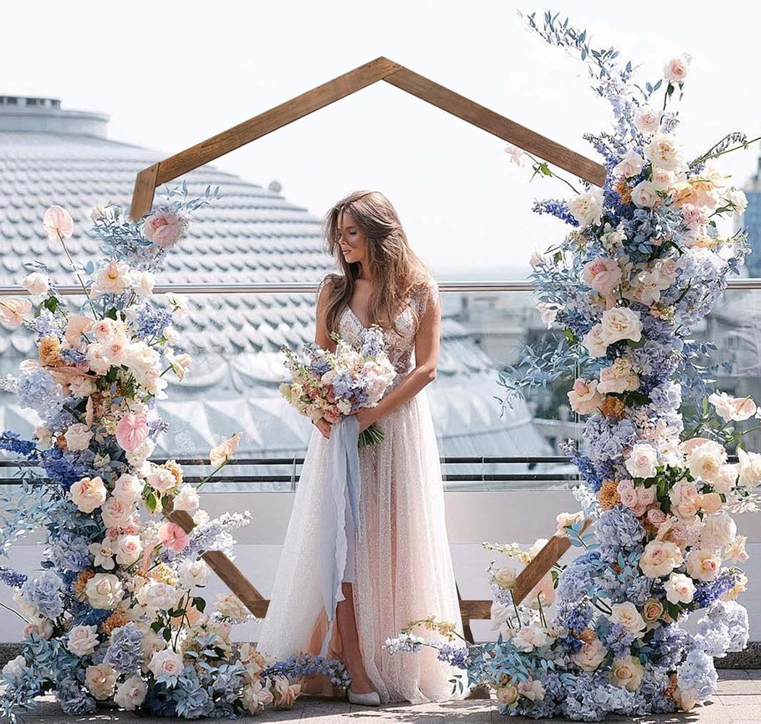 Wooden Wedding Arch 7.2FT, Heptagonal Wedding Arches for Ceremony ...