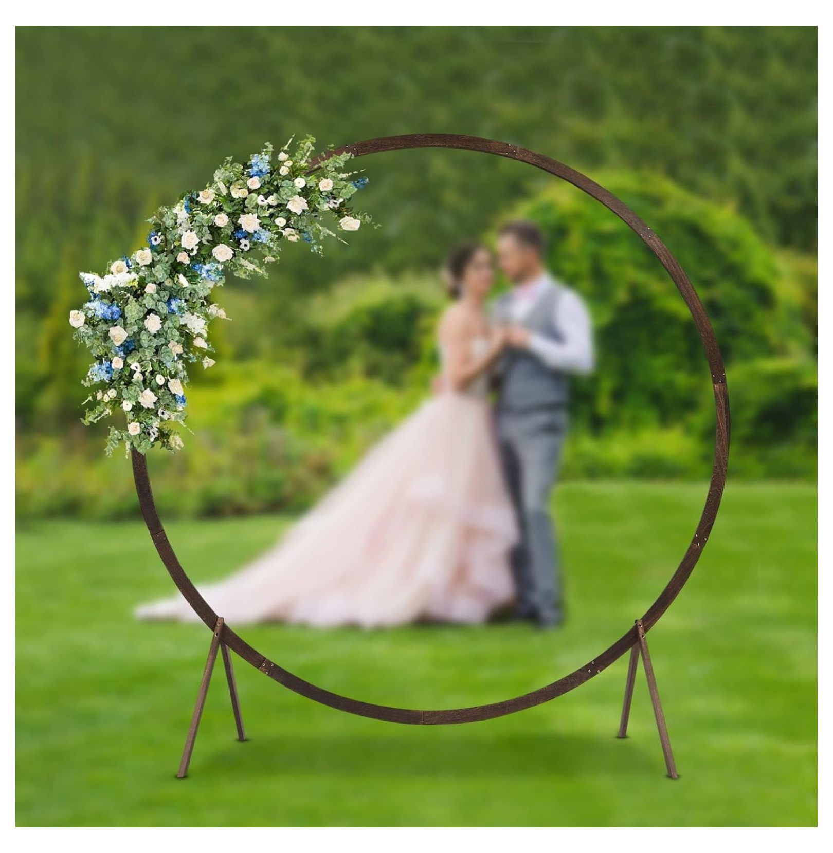 Wooden Wedding Arch 7.2FT Round Wedding Arch Backdrop Stand Rustic ...