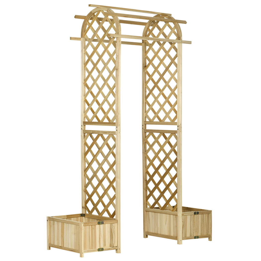 Wooden Wedding Arch with Planter Boxes for Climbing Vines and Balloon ...