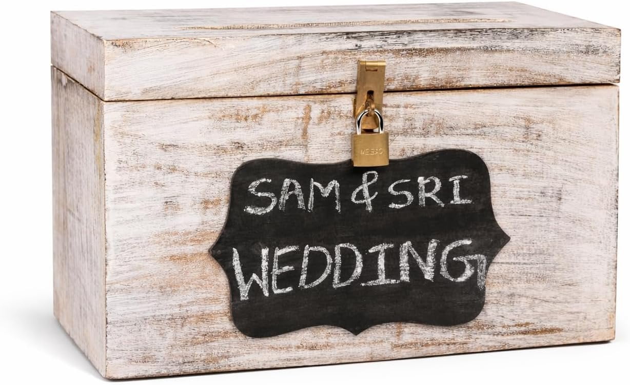 Wooden Wedding Card Box with Slot & Lid | Graduation Card Box | Rustic ...
