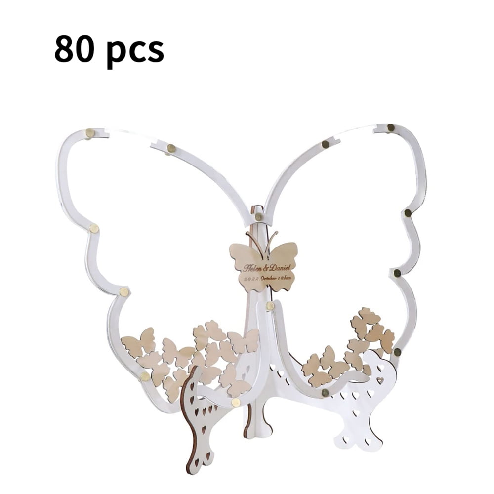 Wooden Wedding Guest Book Butterfly Frame Wedding Guest Book for ...