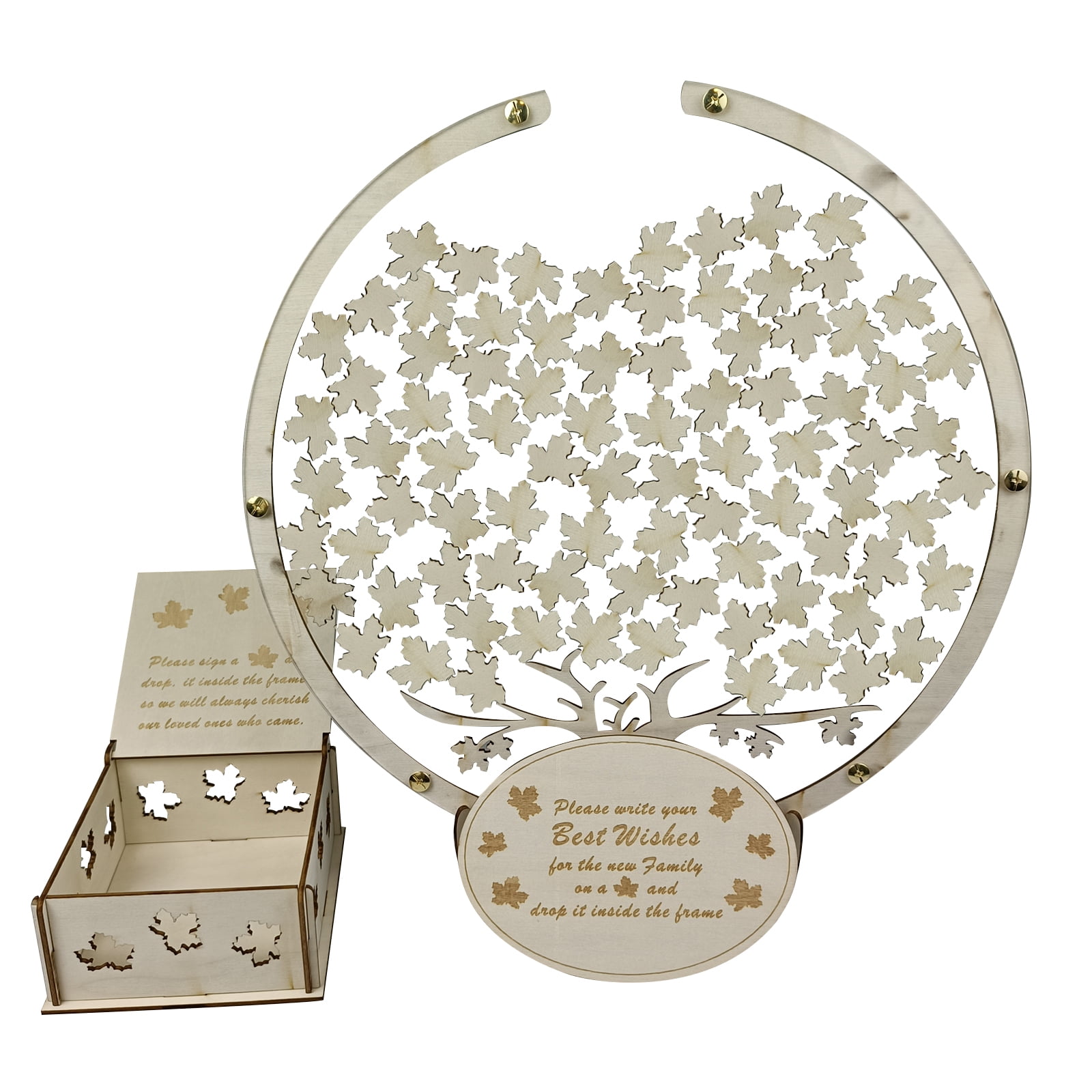 Wooden Wedding Message Drop Box DIY Souvenirs Ornaments Decor with 60/ ...