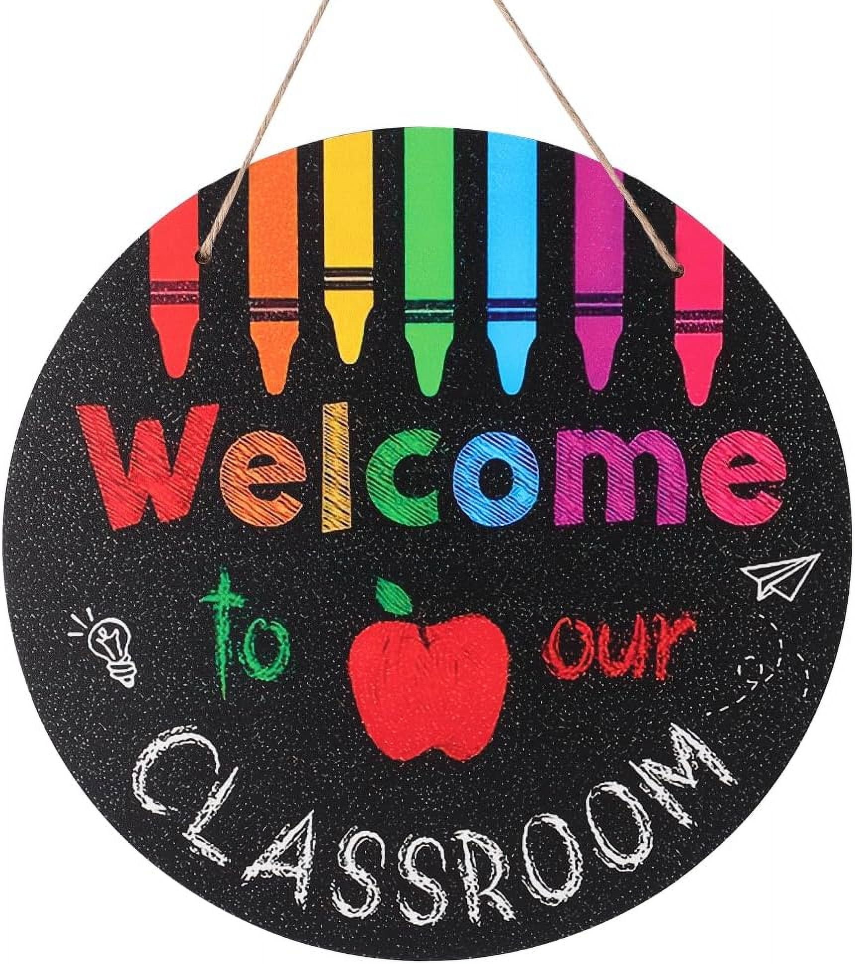 Wooden Welcome Door Decorations with Jute Rope for Classroom Hanging ...