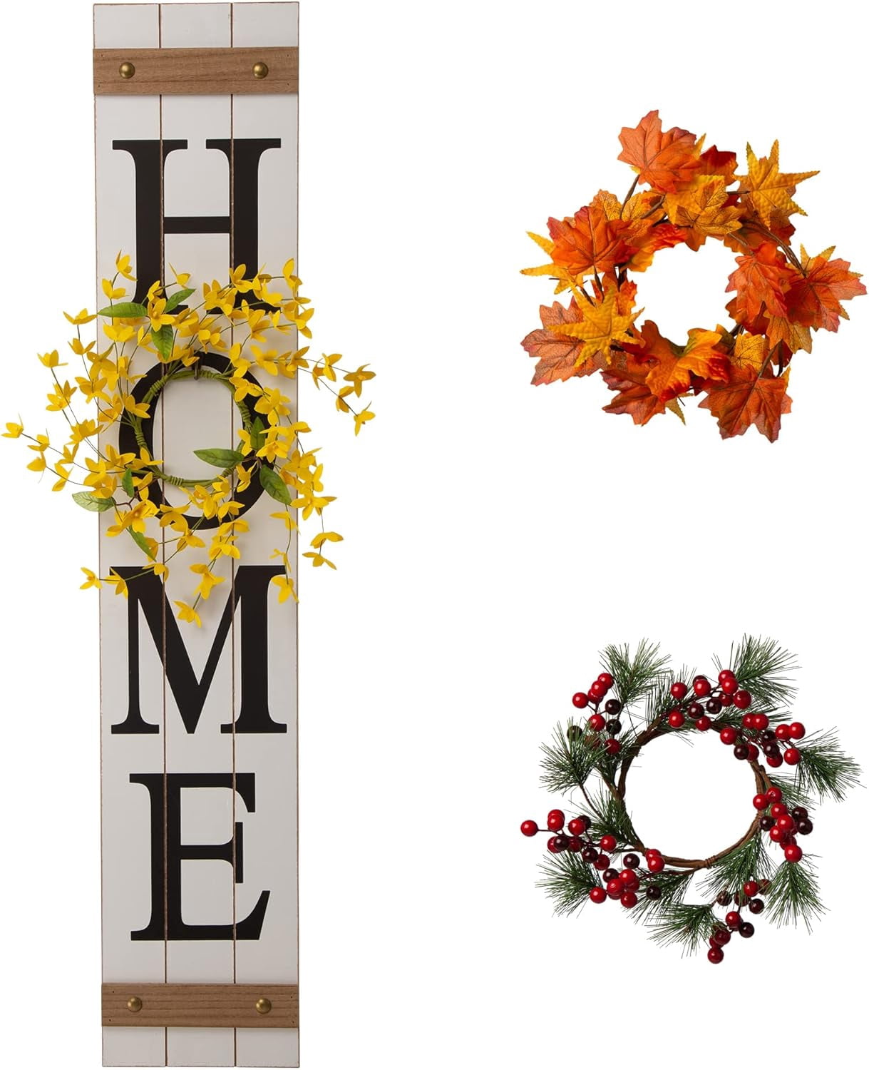 Wooden Welcome Home Porch Sign with Interchangeable Wreaths for Front ...