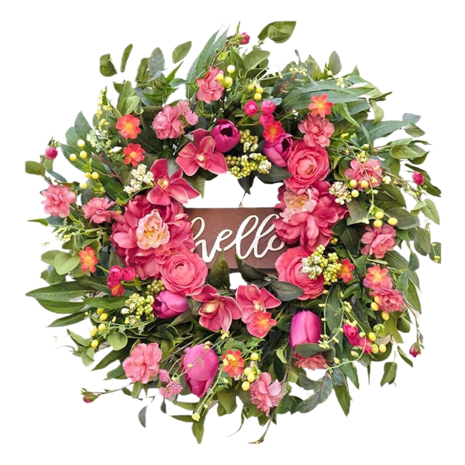 Wooden Welcome Plaque, Casaio Spring Wreath Spring Wreaths For Front ...