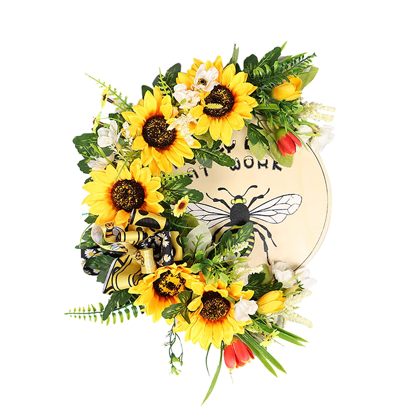 Wooden Welcome Plaque, Casaio Wreath Sunflower Wreaths For Front Door ...
