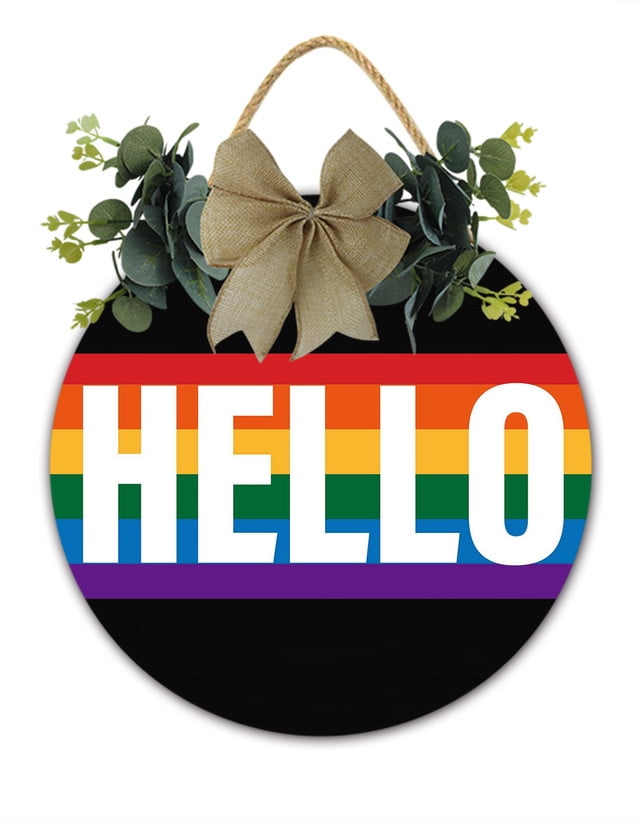 Wooden Welcome Sign For Front Door LGBT Welcome Sign Decor, Pride Flag ...