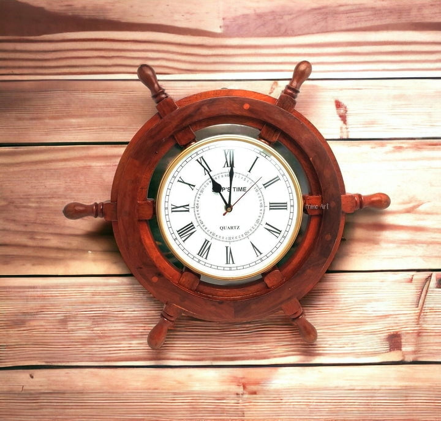Wooden Wheel Wall Clock - Rustic Home Decor - Handcrafted Wood Clock ...