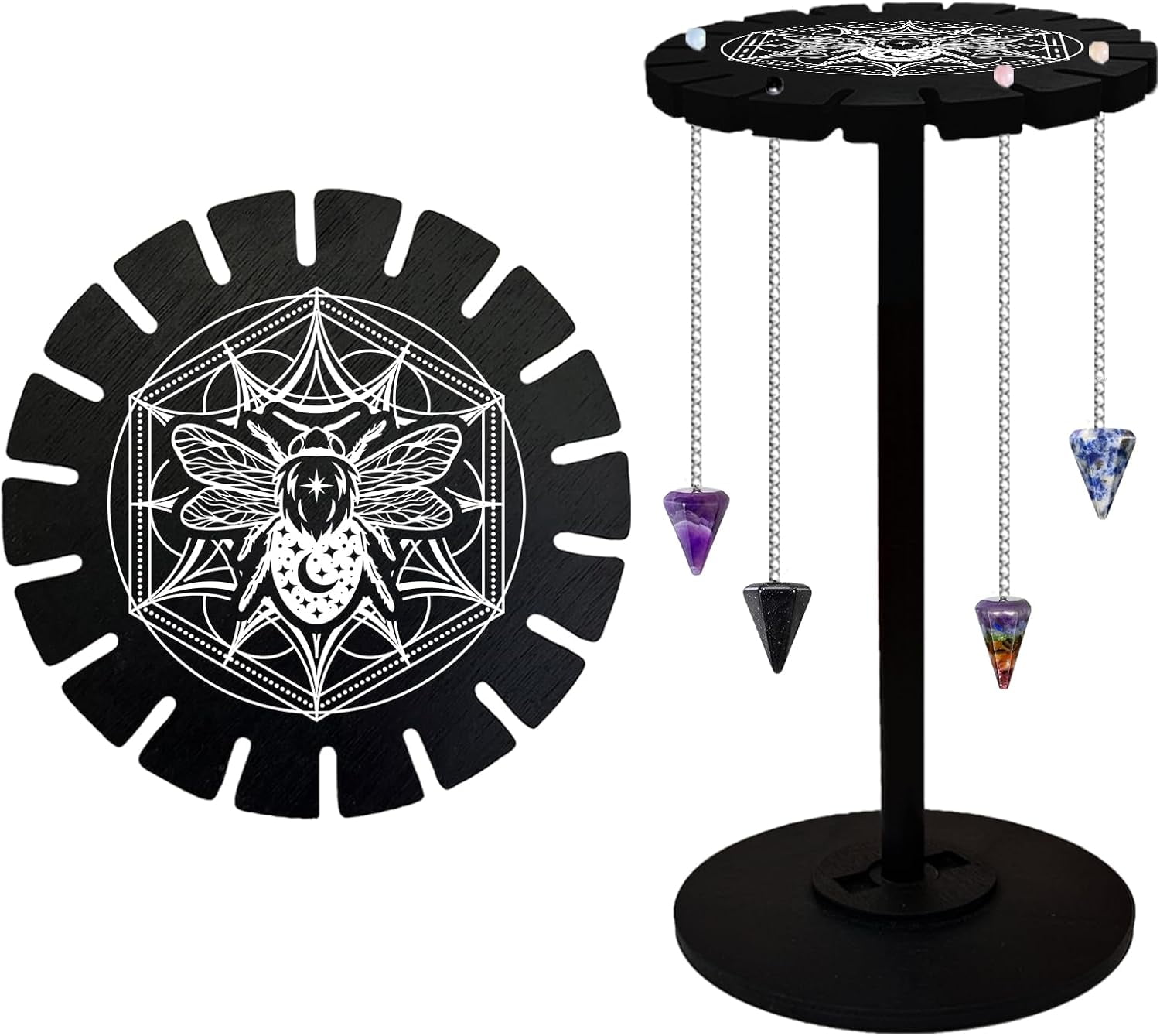 Wooden Wheel Wooden Display Shelf Black Holder Stand Rustic Divination ...