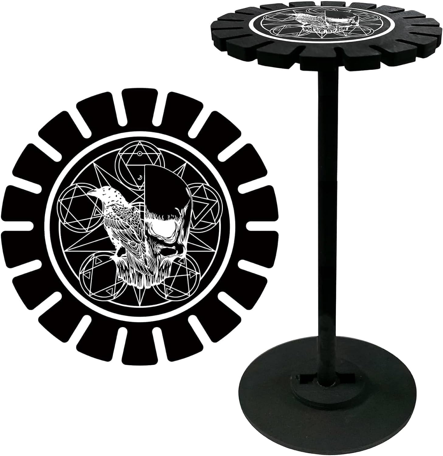 Wooden Wheel Wooden Display Shelf Black Holder Stand Rustic Divination ...
