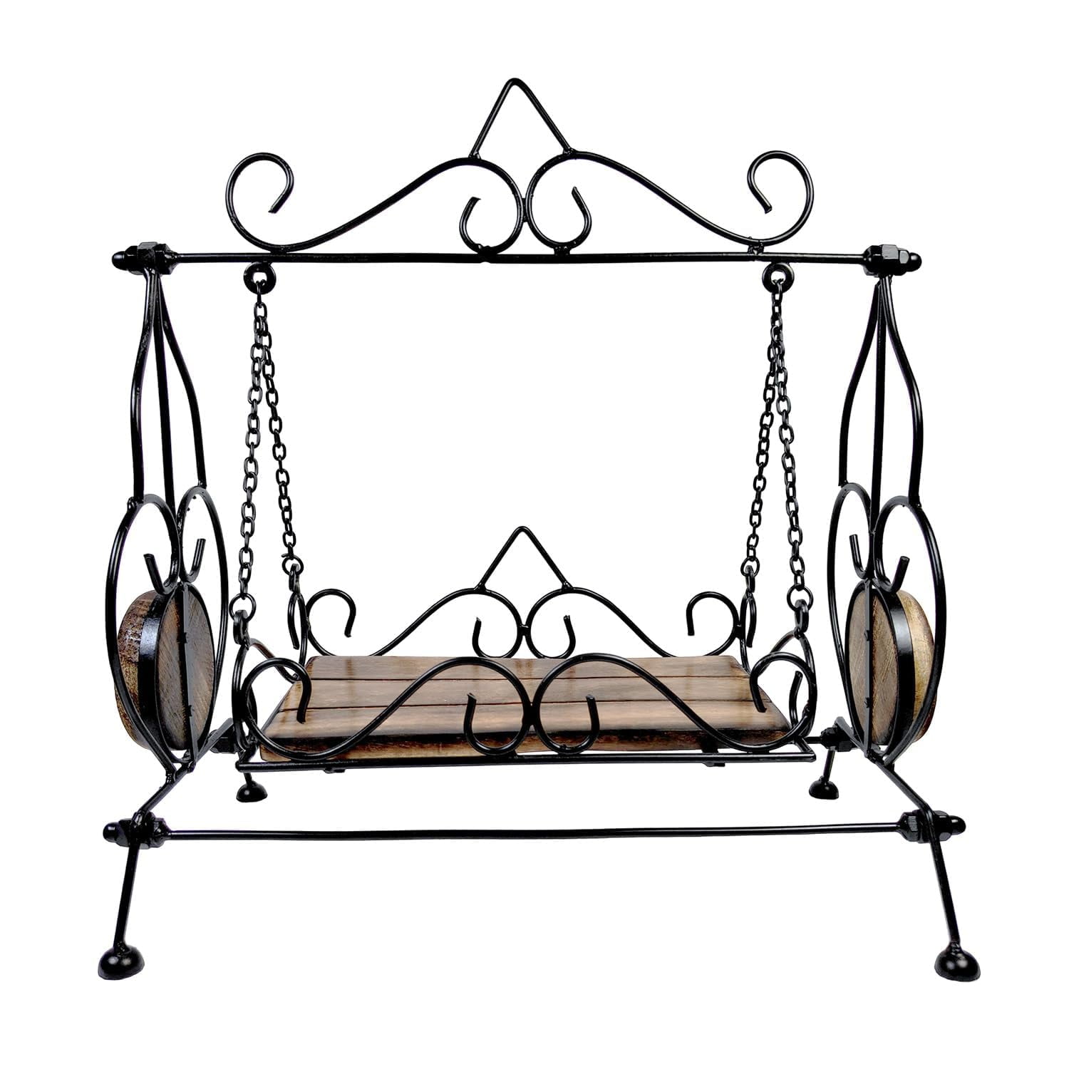 Wooden Whimsy Handcrafted Wooden Jhula for Lord Krishna Home Decor Iron ...