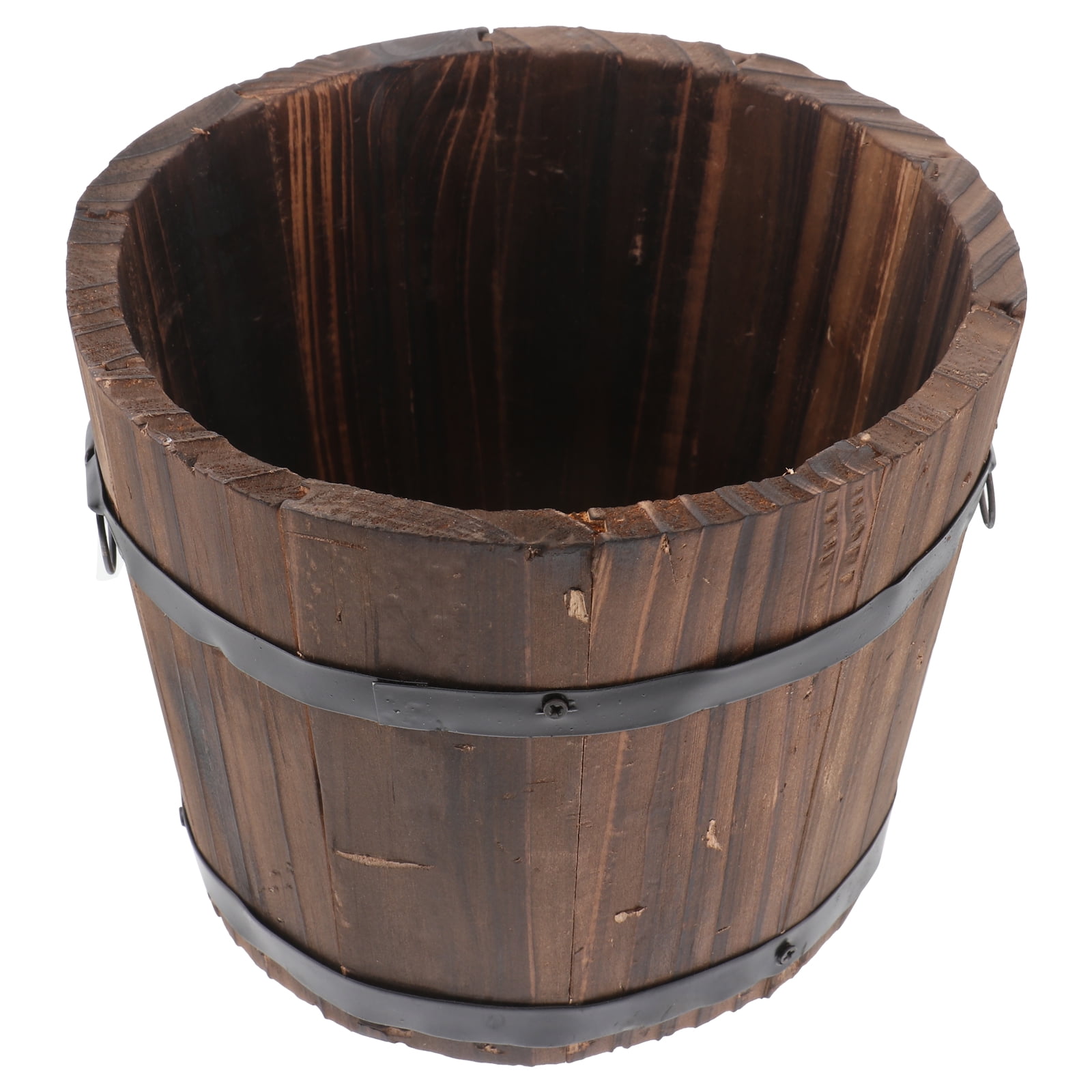 Wooden Whiskey Barrel Planter for Rustic Home Decor - Walmart.com