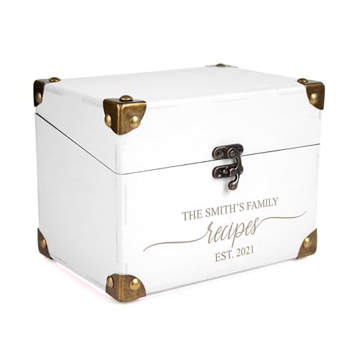 Wooden White Recipe Box 4x6 or 5x7 with Cards & Dividers - Custom ...