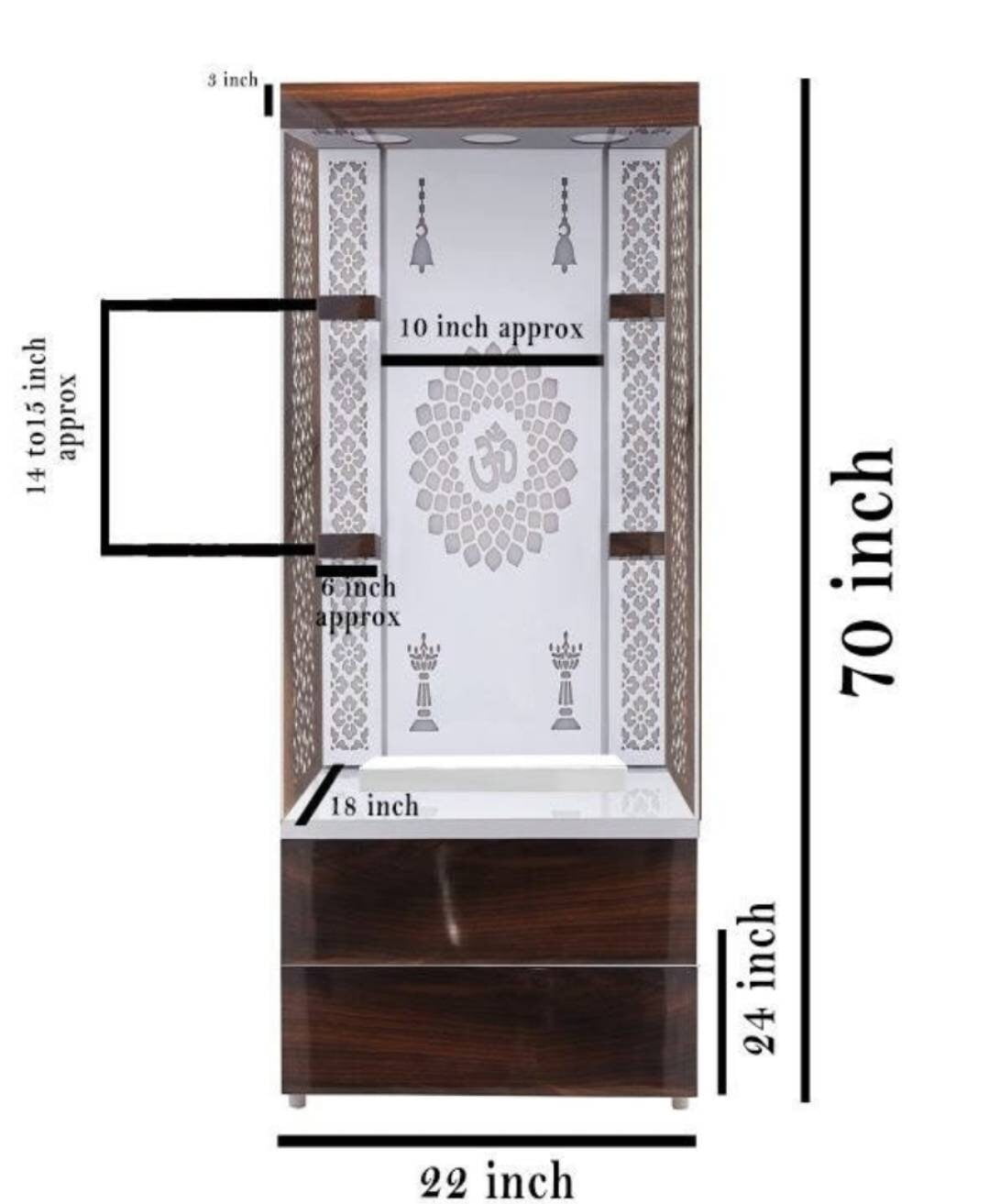 Wooden White Temple With LED Lights For Home And Office | Large Puja ...
