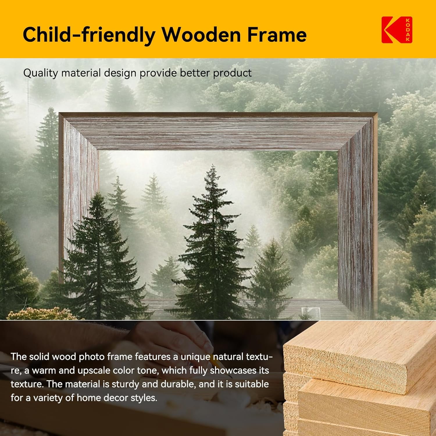 Wooden WiFi Digital Picture Frame, 10.1 Inch HD IPS Touch Screen with ...