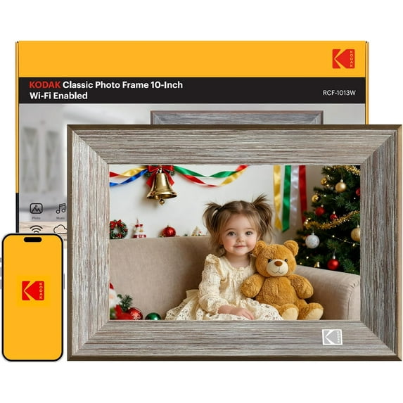 Wooden WiFi Digital Picture Frame, 32G 10.1 Inch Digital Photo Frame ...