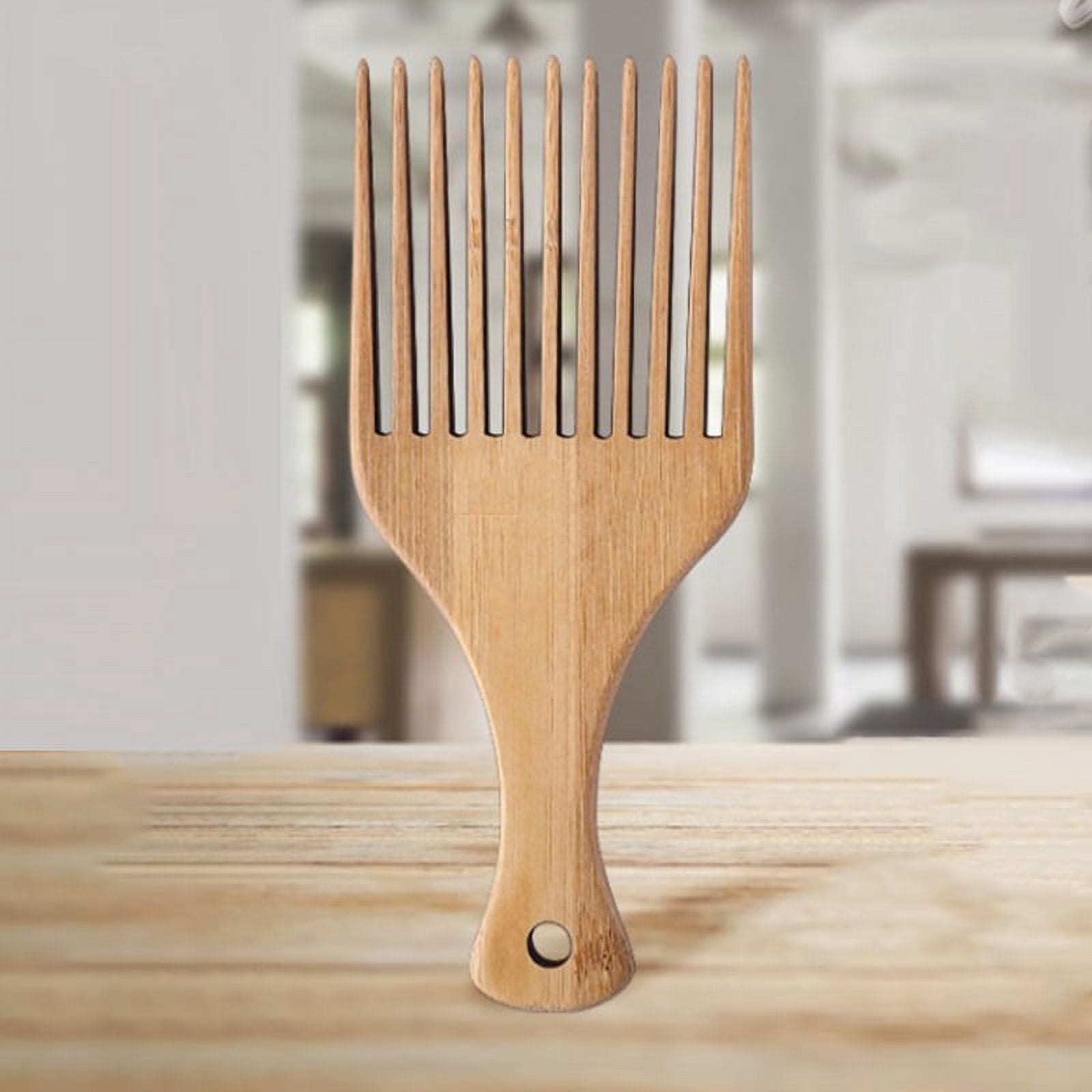 Wooden Wide Teeth Fork Comb Anti-static Hair Salon Styling Comb Styling ...