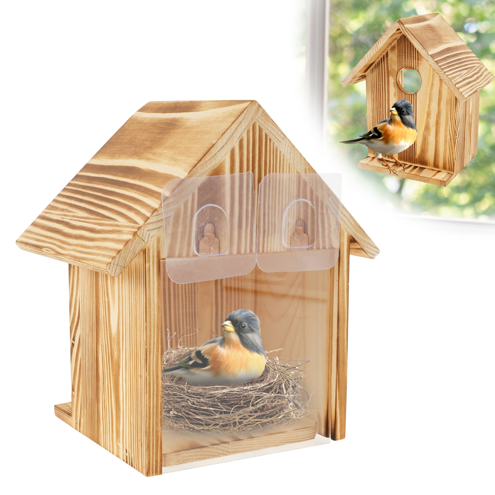 Wooden Window Bird House for Outdoor Easy to Install Hanging Birdhouse ...