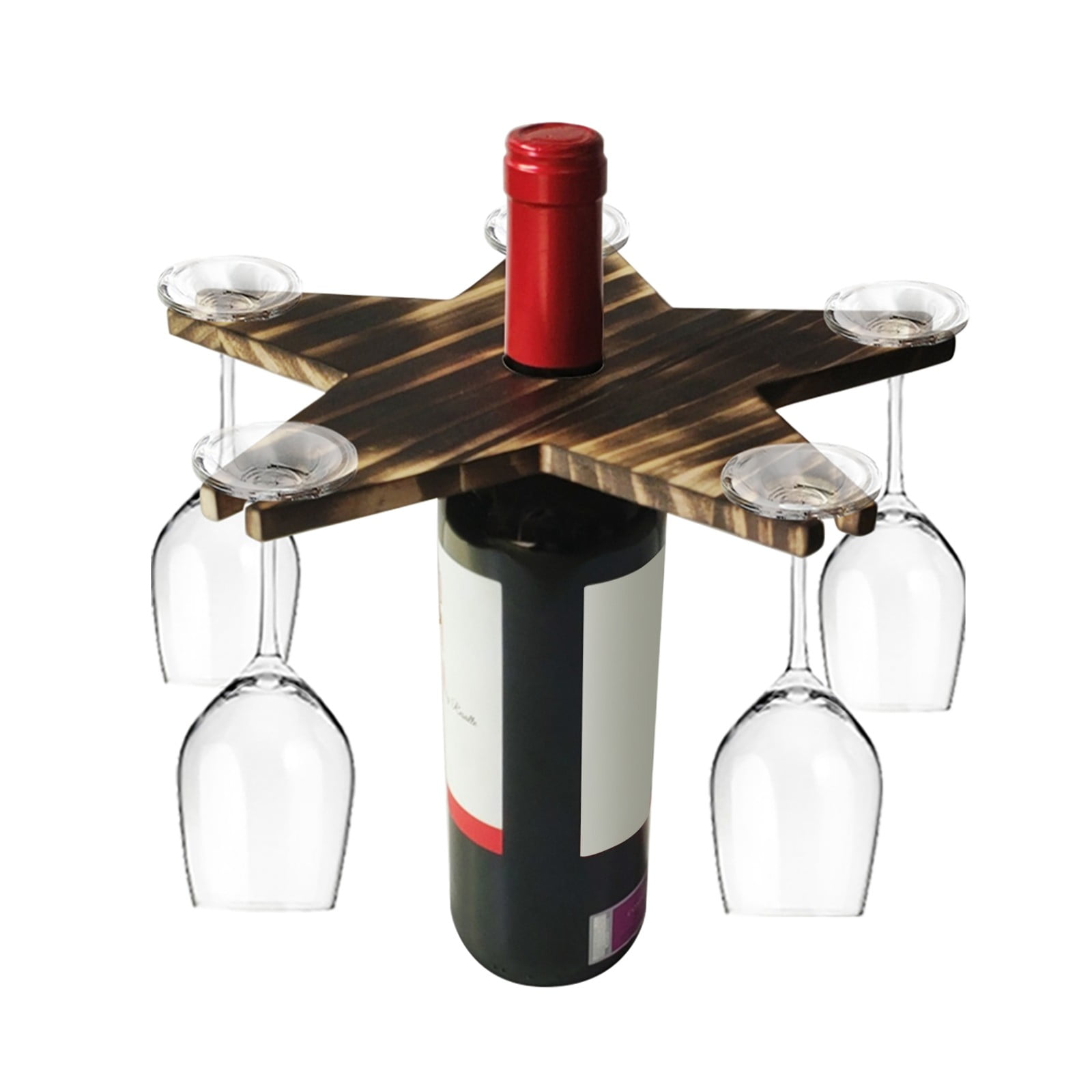 Wooden Wine Bottle And Glass Holder, Wood Wine Rack, Outdoor Holiday ...