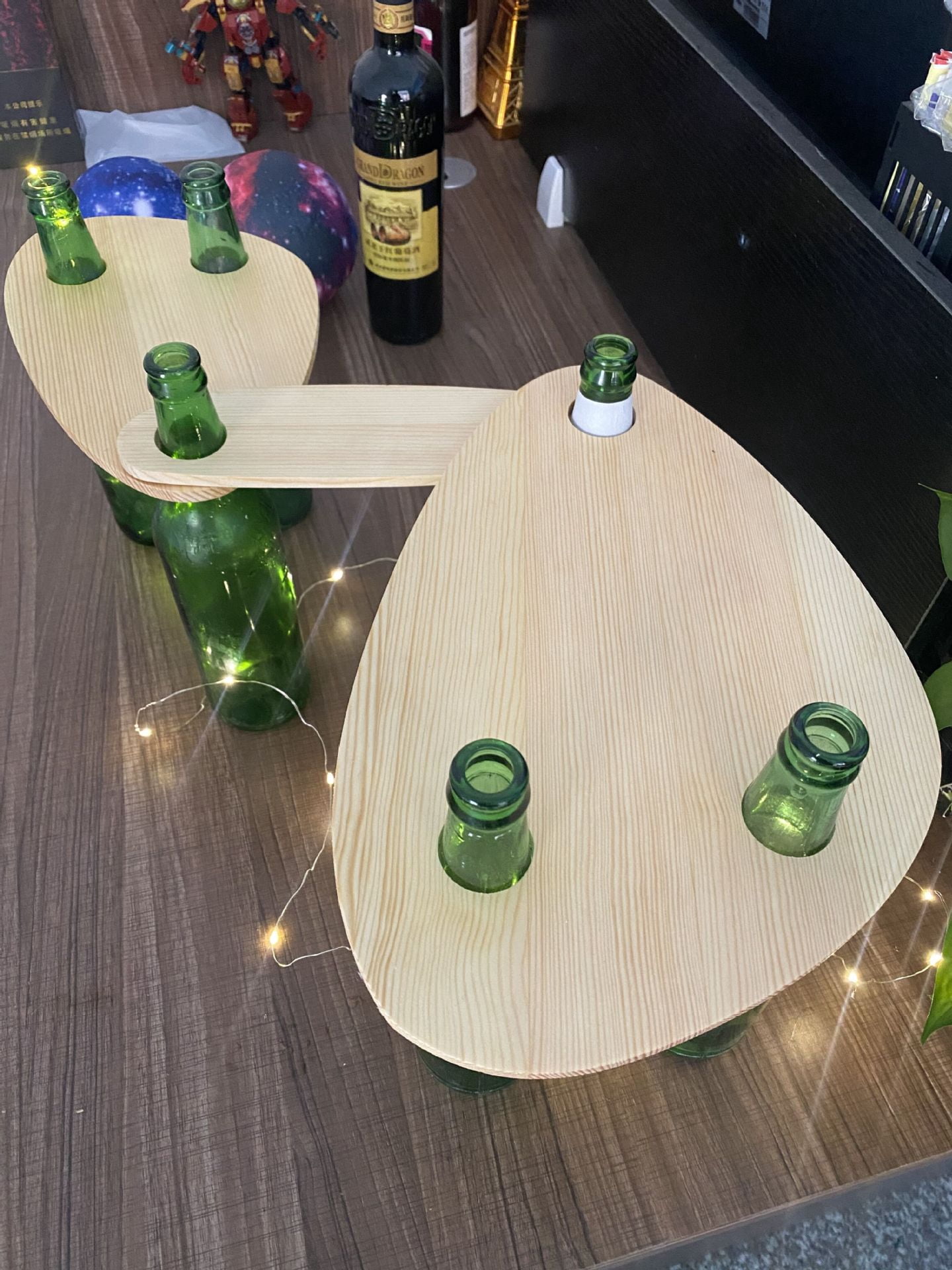 Wooden Wine Bottle Service Tray Nordic Picnic Table - Walmart.com