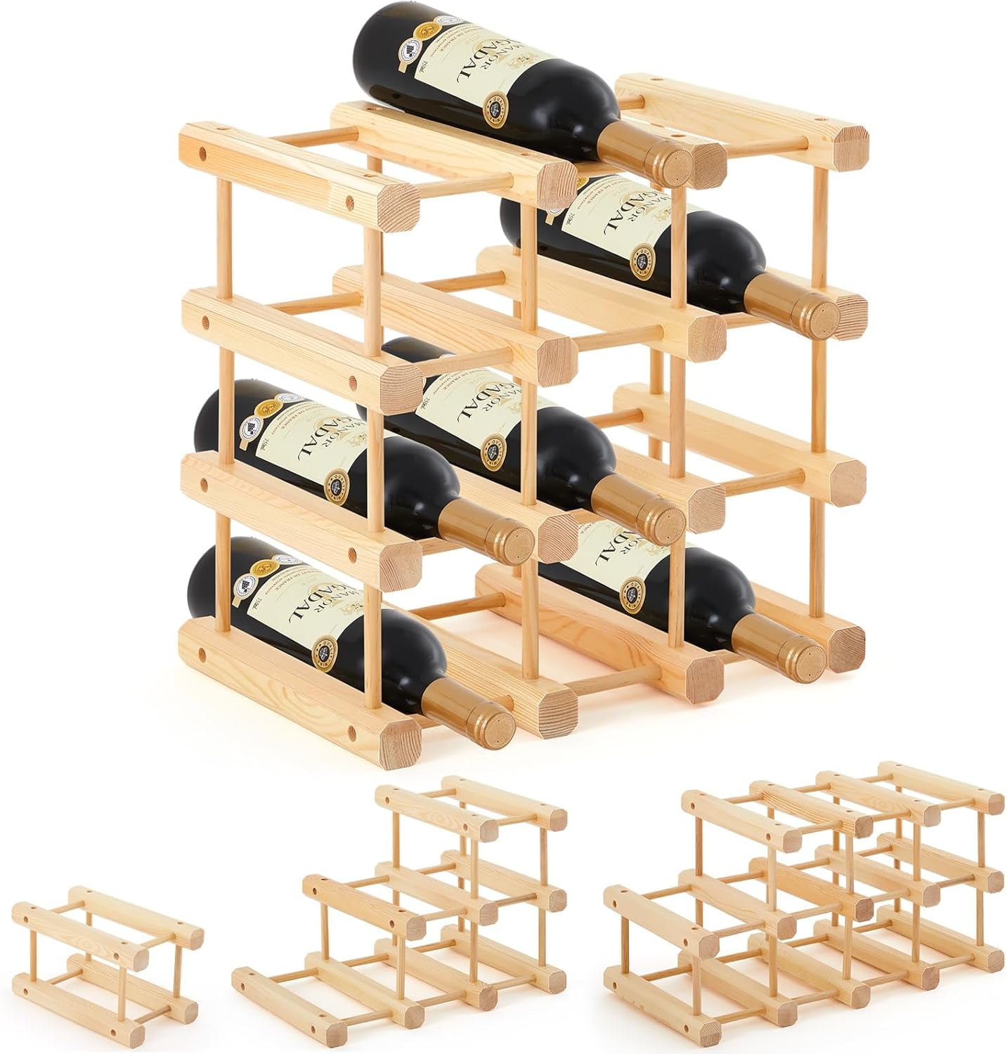 Wooden Wine Rack Stackable Modular Wine Storage Racks DIY Assembly Wine ...
