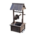 Wooden Wishing Well Fountain Outdoor, Rustic Garden Waterfall ...