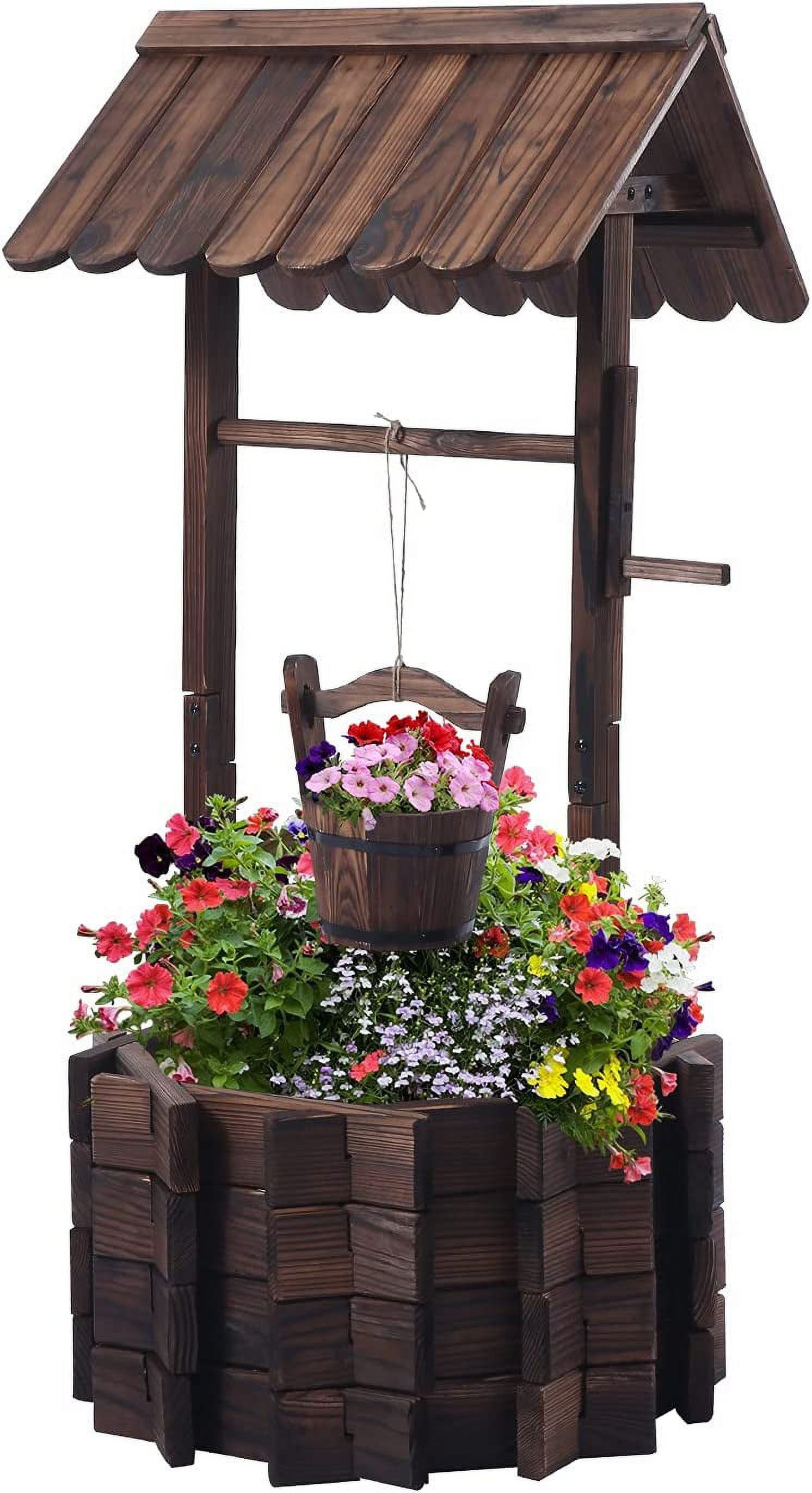 Wooden Wishing Wells for Outdoors with Hanging Bucket, Wishing Well ...