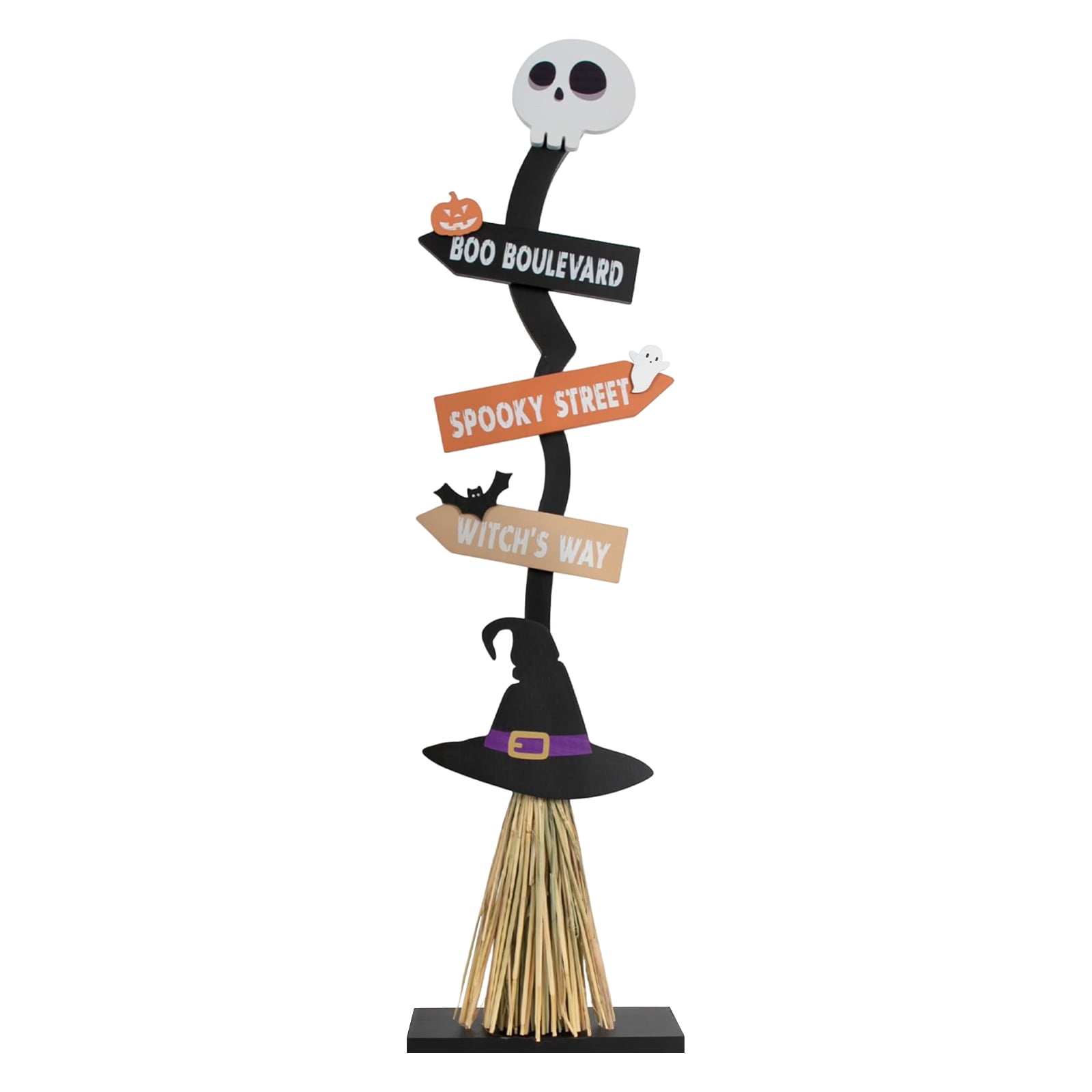 Wooden Witch Broom Decoration Indoor Outdoor Porch Yard Haunted House ...