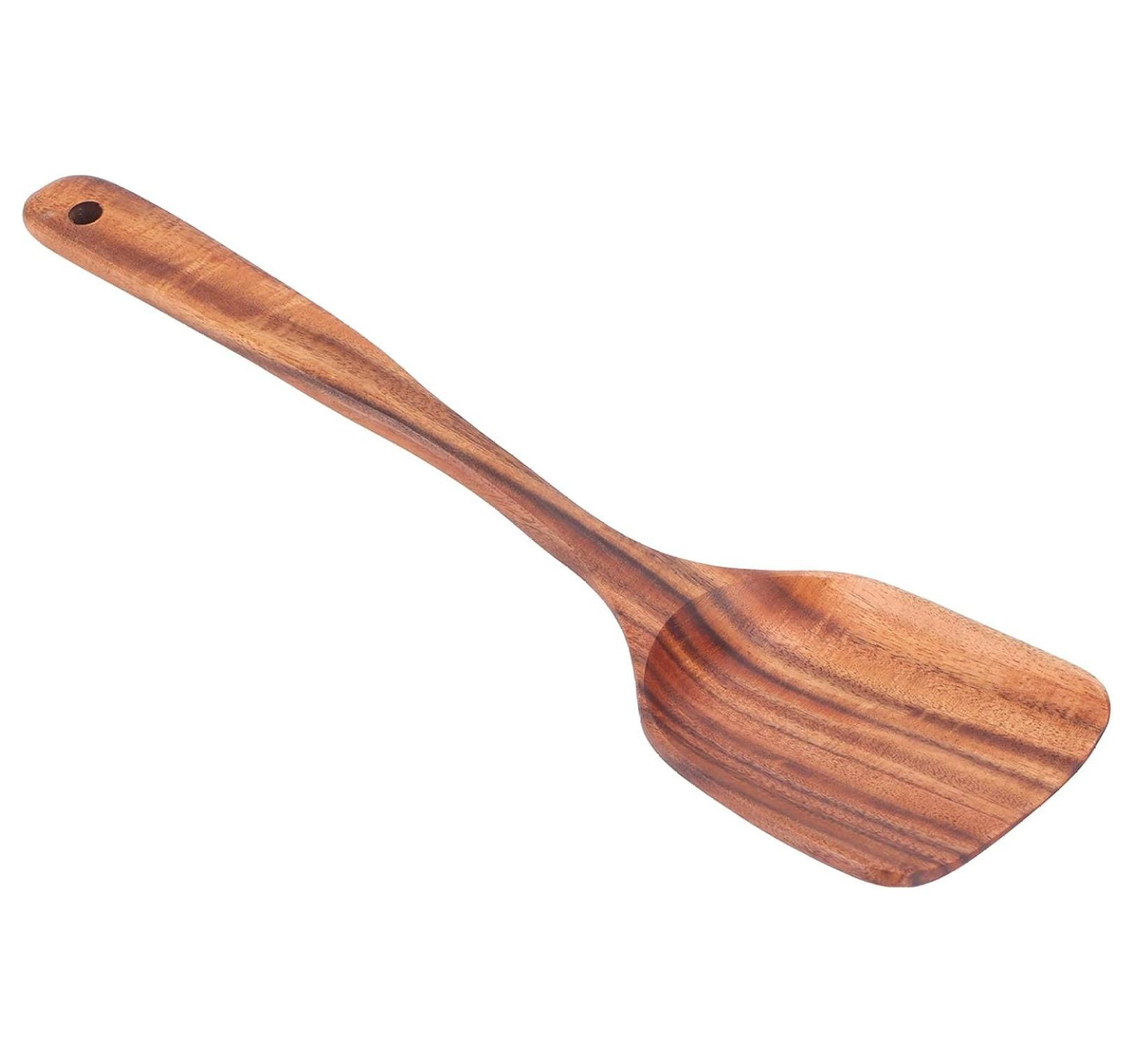 Wooden Wok Spatula for Non Stick Cookware, Natural Teak Cooking Kitchen ...