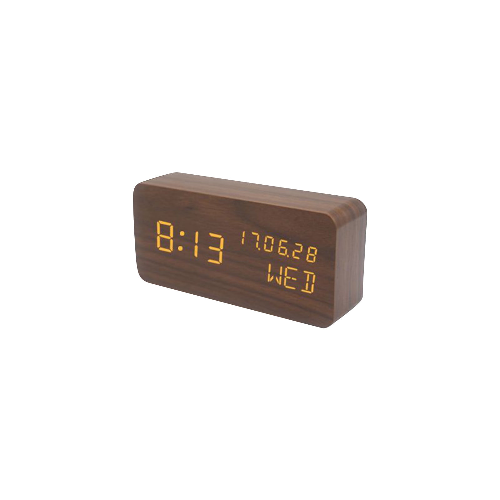 Wooden Wood Clock, New Version LED Alarm Digital Desk Clock Adjustable ...