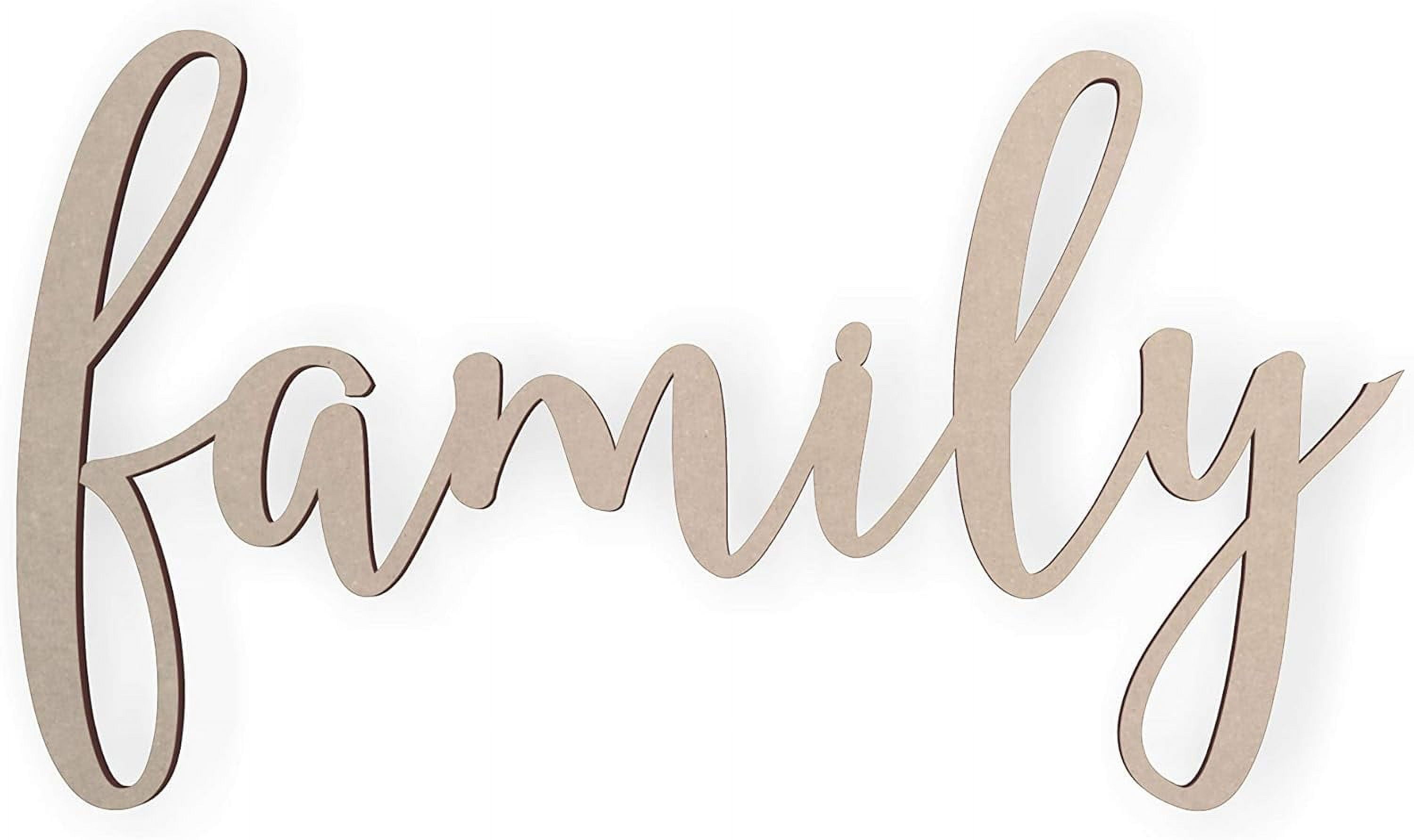 Wooden Word â€œfamilyâ€ Script Wooden Sign Unfinished Wall Decor Wall ...