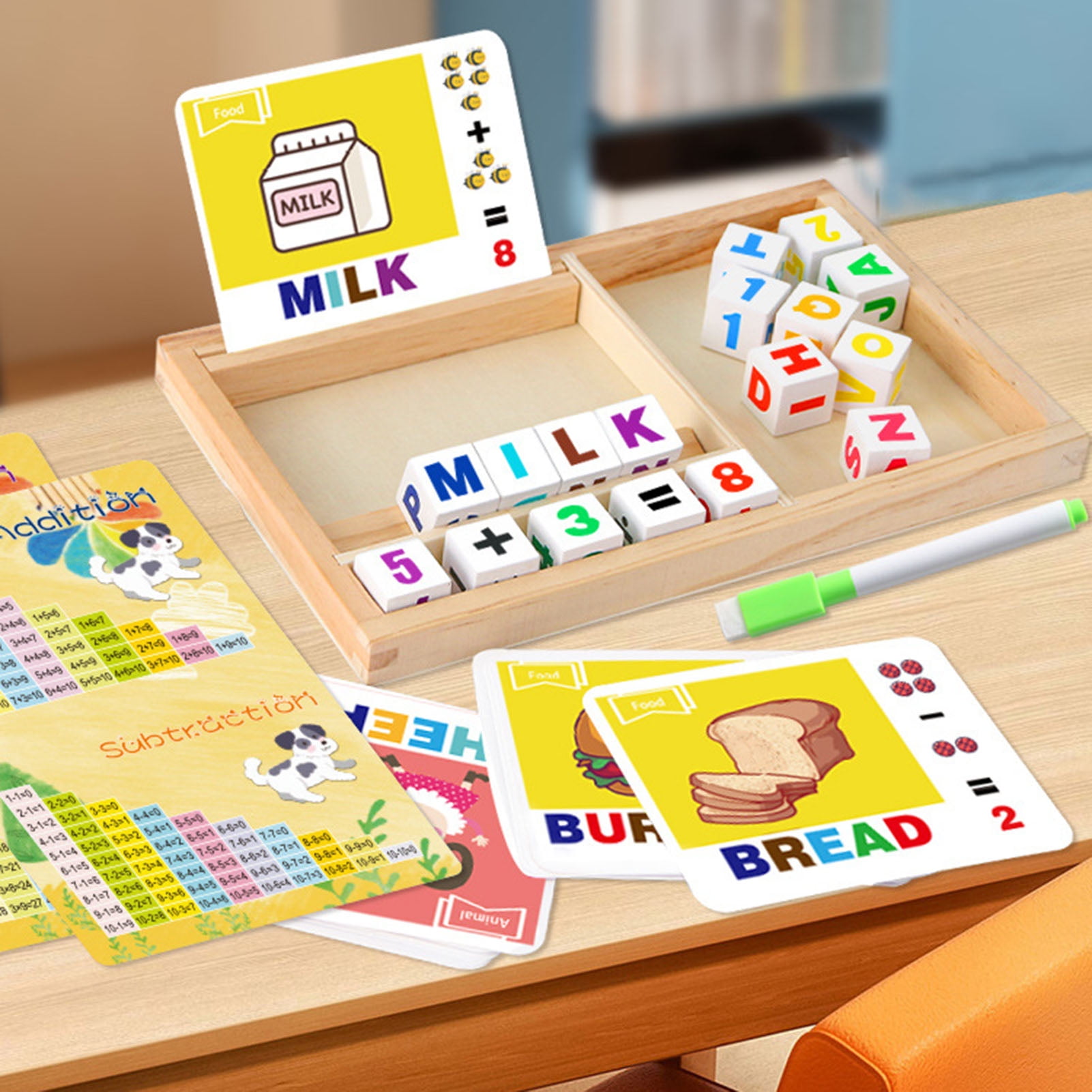 Wooden Word Spelling Blocks Educational Alphabet Cube Toys with Words ...