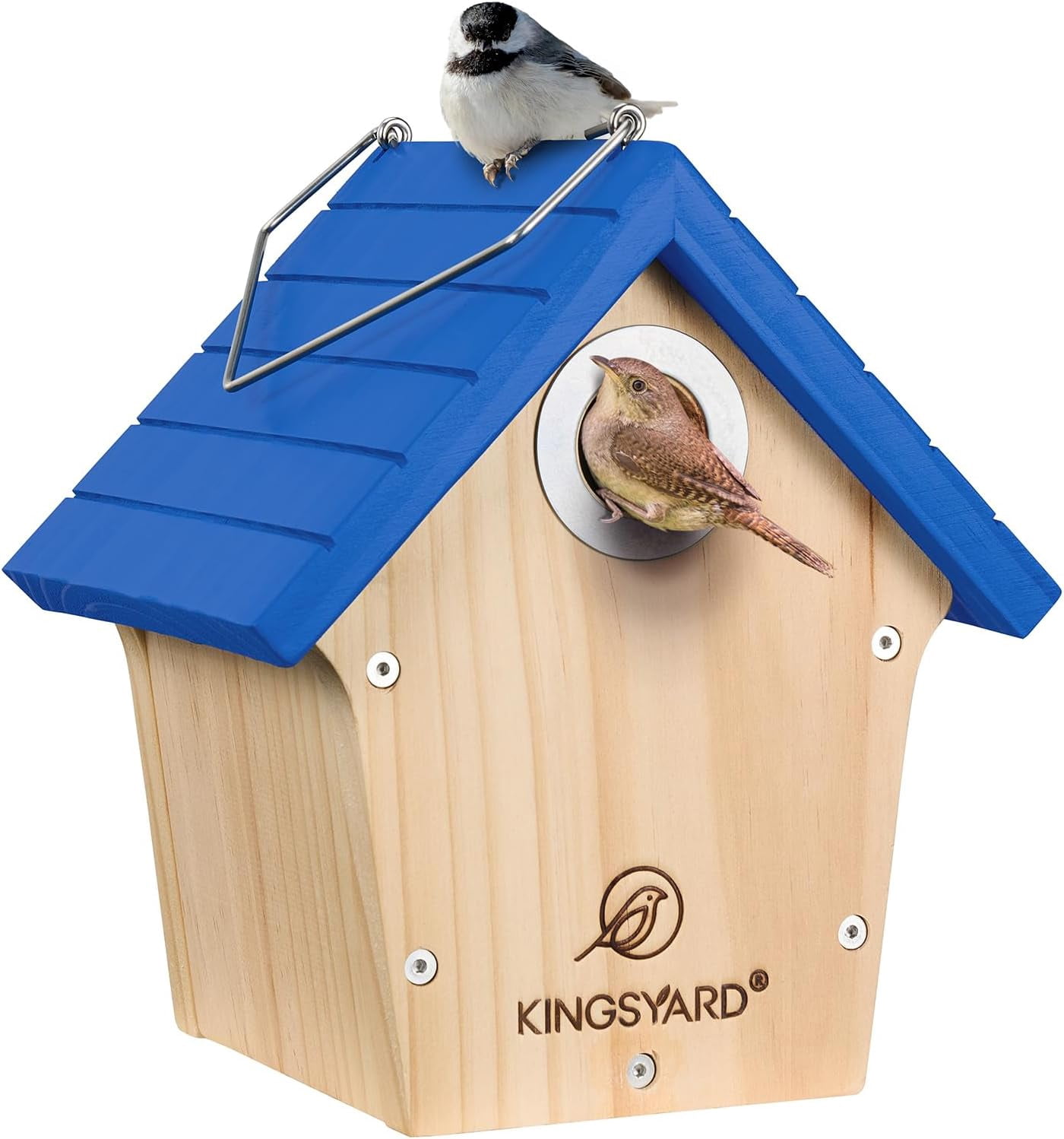 Wooden Wren House with Predator Guard, Bird Nesting for Outdoor, Garden ...