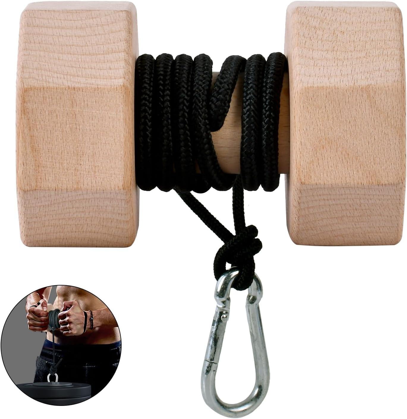Wooden Wrist Roller and Forearm Strengthener,Grip Strength Trainer,Arm ...