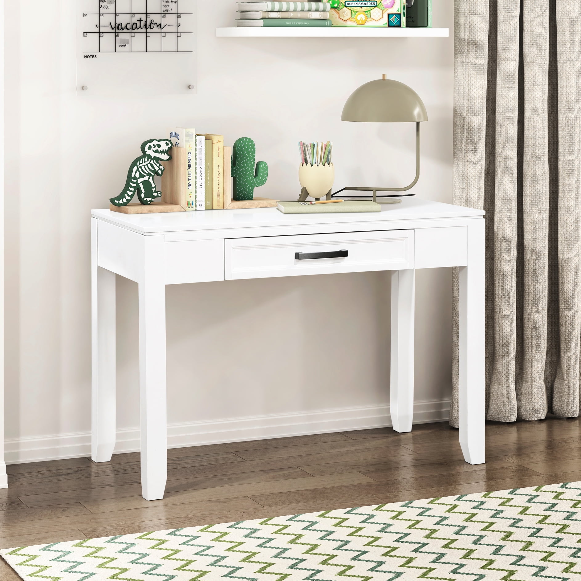 Wooden Writing Desk With Bearing Glides Drawer, Rustic Look For Home ...