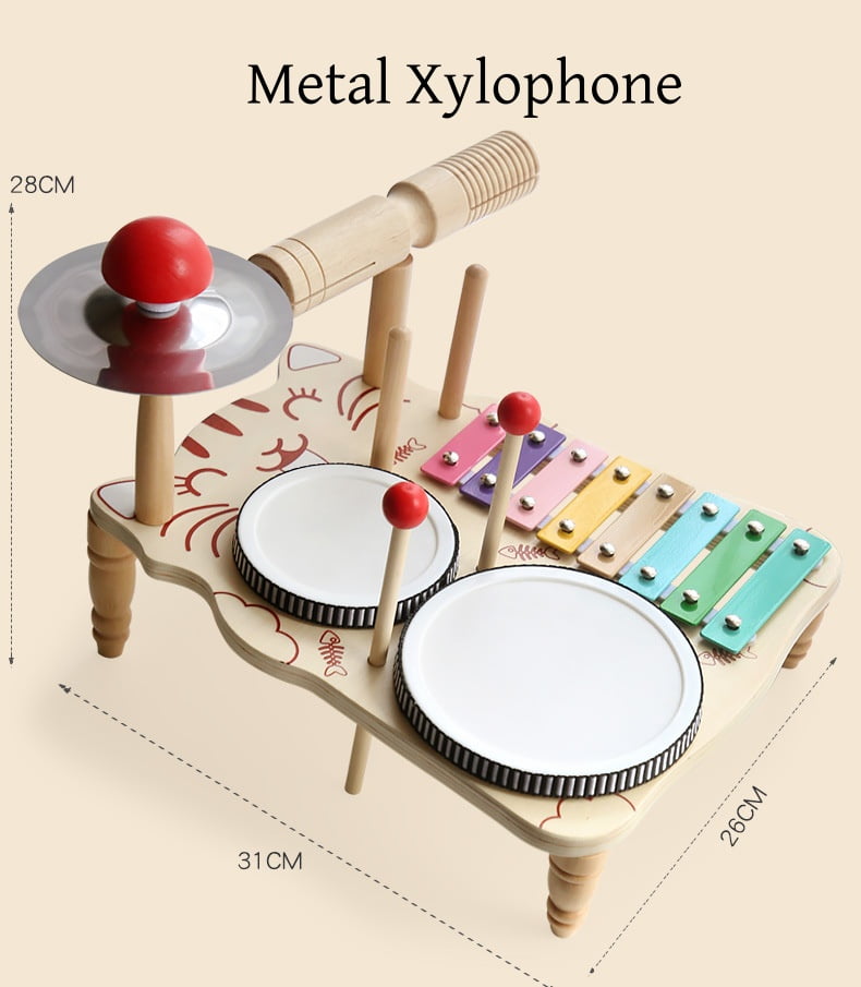 Wooden Xylophone Drum Set For Toddlers,Montessori Baby Musical ...