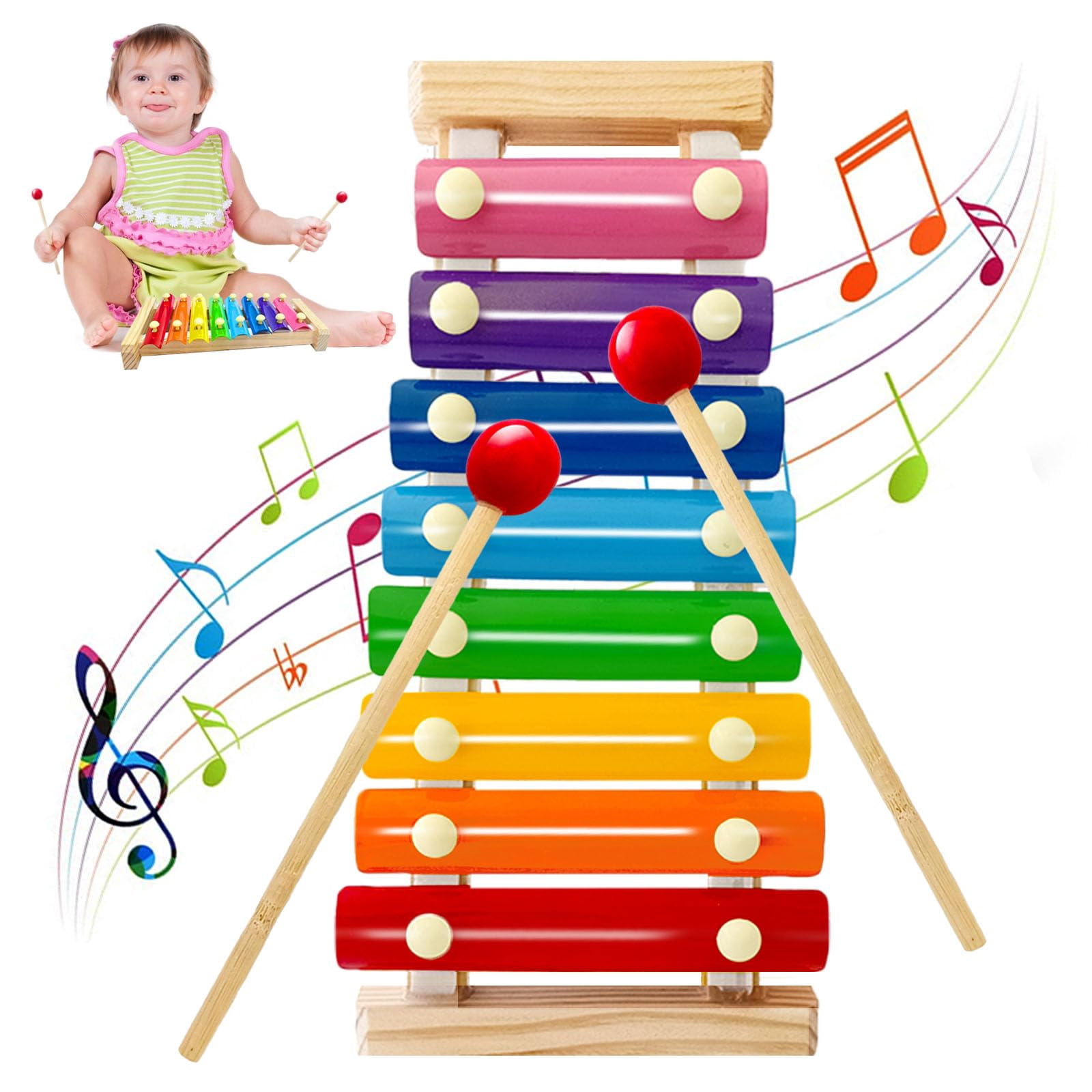 Wooden Xylophone for Kids,Toddler SSF20 Xylophone Toy with 2 Child Safe ...