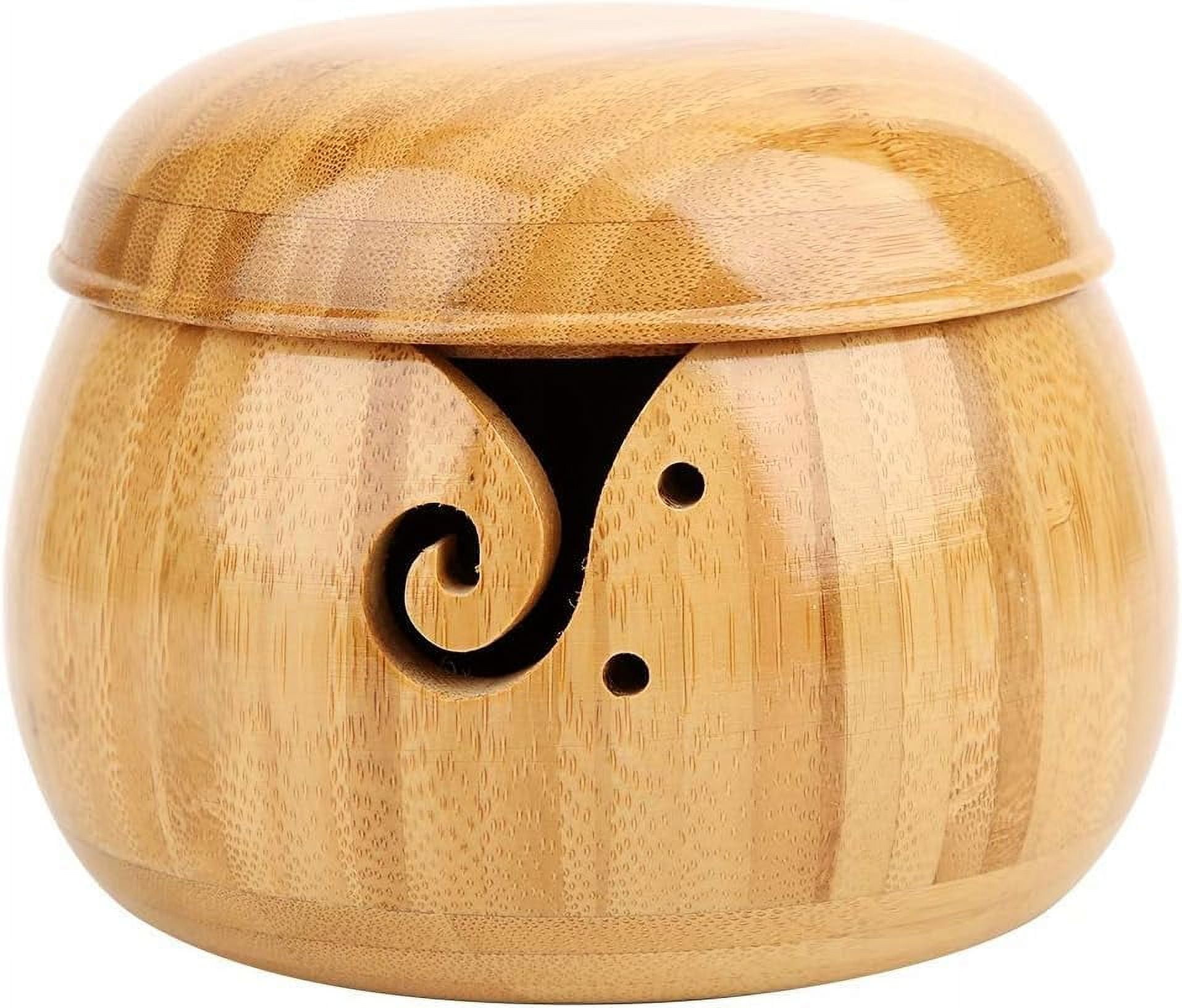 Wooden Yarn Bowl, Handmade Needlework Yarn Bowl Holder with Removable ...