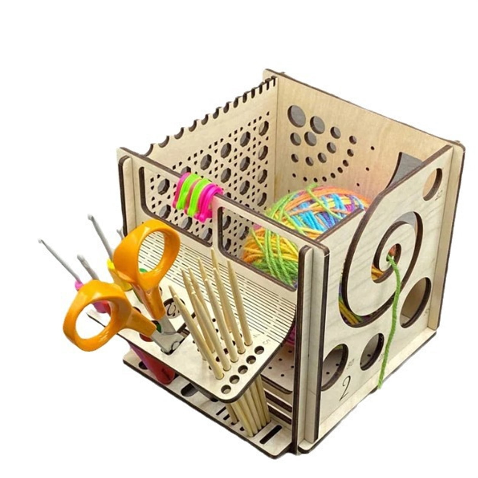 Wooden Yarn Bowl Knitting Bowl, Multi-functional Knitting Needles ...
