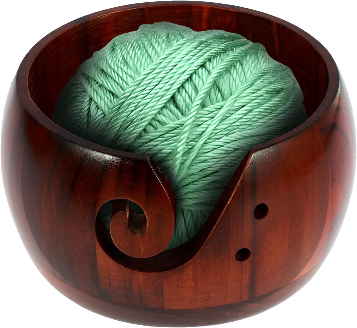 Wooden Yarn Bowl Round Crochet Bowl Holder with Holes Pine Knitting ...