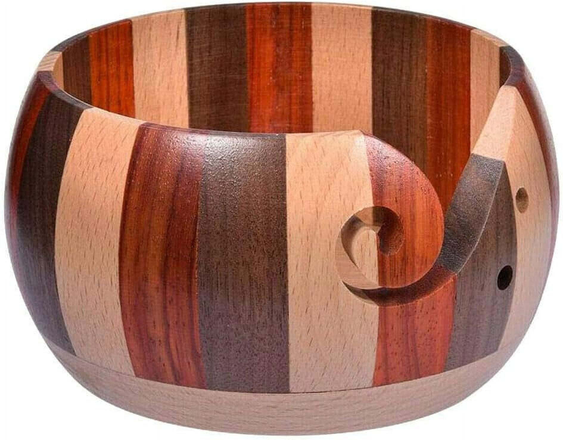 Wooden Yarn Bowl Wood Crochet Knitting Wool Tool Holder Organizer ...