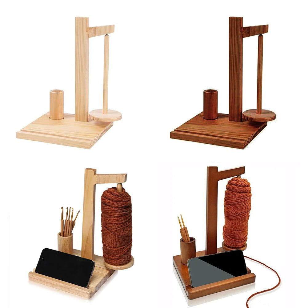Wooden Yarn Holder for Crocheting and Knitting with Phone Stand ...