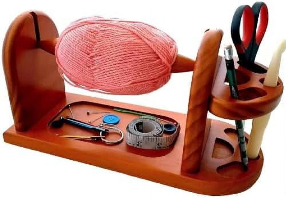 Wooden Yarn Holder for Knitting Crochet, Yarn Rack Stand with Slots ...
