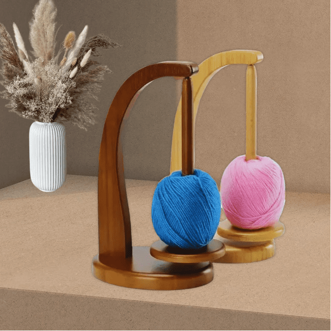 Wooden Yarn Holder Rotating Pendulum Crocheting Knitting Yarn Ball ...