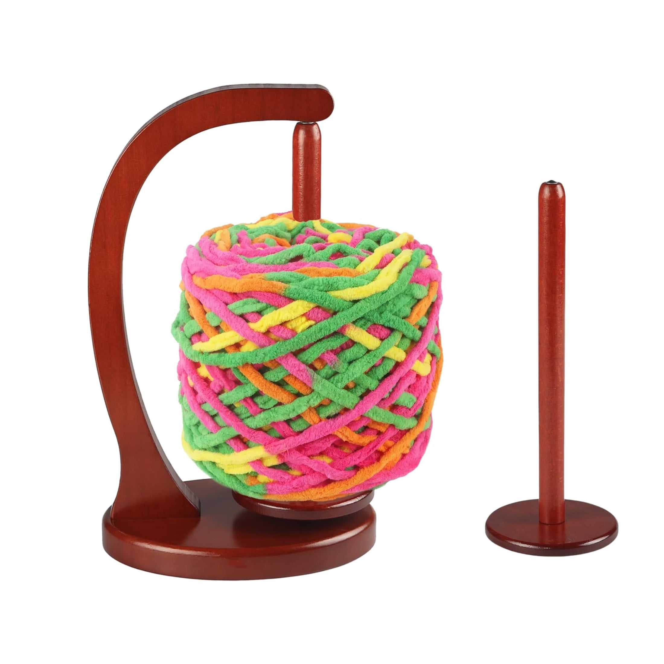 Wooden Yarn Holder with 2 Spindles, Magnetic Pendulum & Rotating Yarn ...