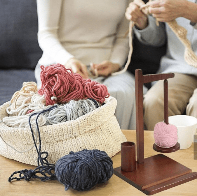 Wooden Yarn Holder with Phone Stand Yarn Dispenser with Hook Storage ...