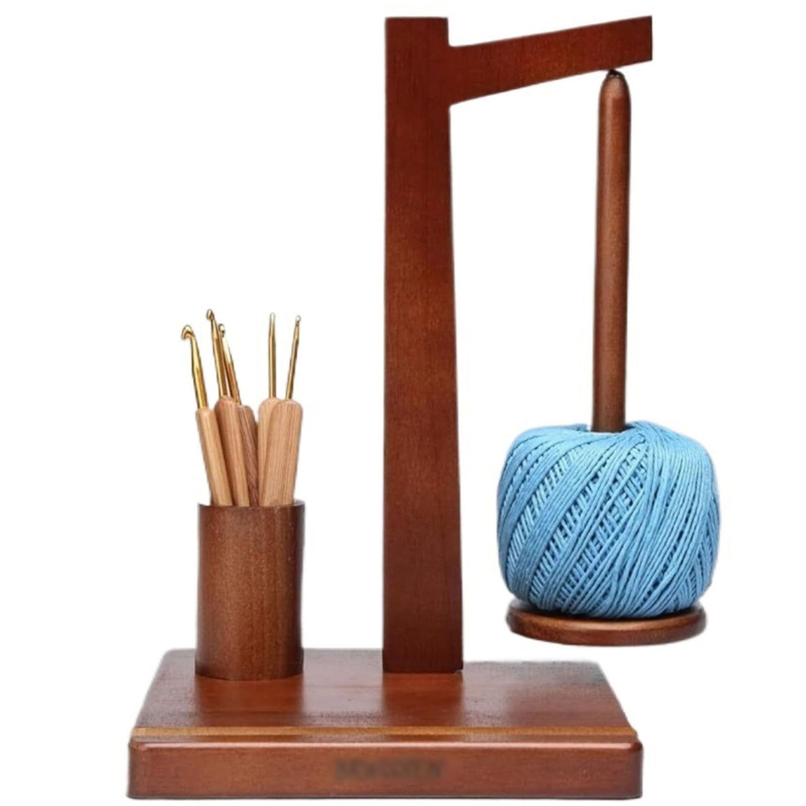 Wooden Yarn Holder with Phone Stand for Crocheting and Knitting ...